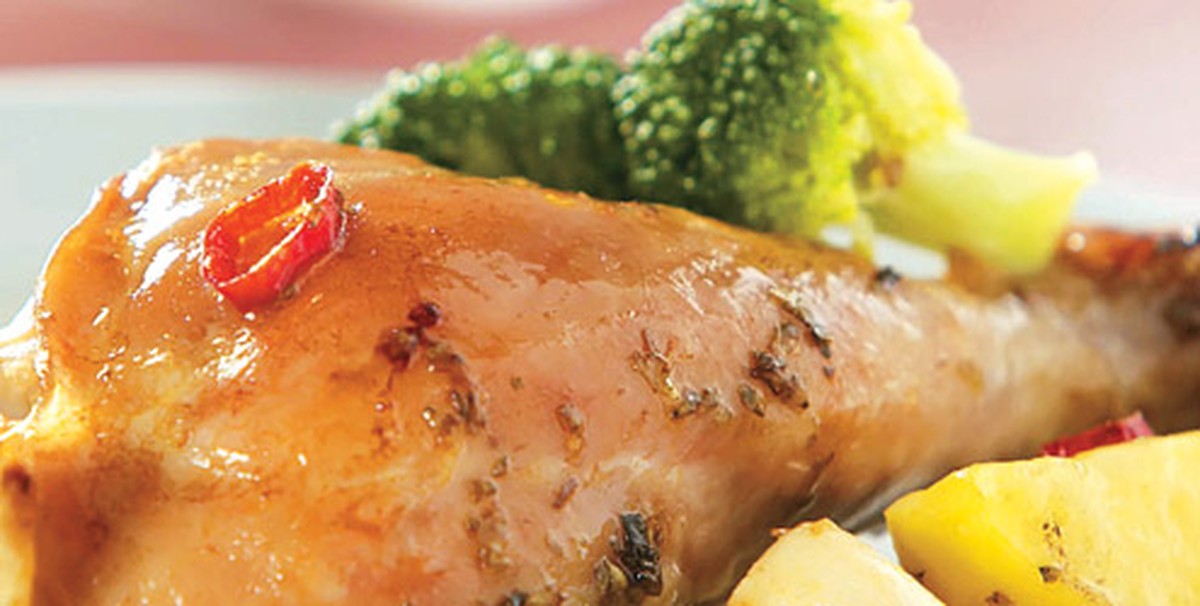 Frango assado com legumes | Aves | Receitas