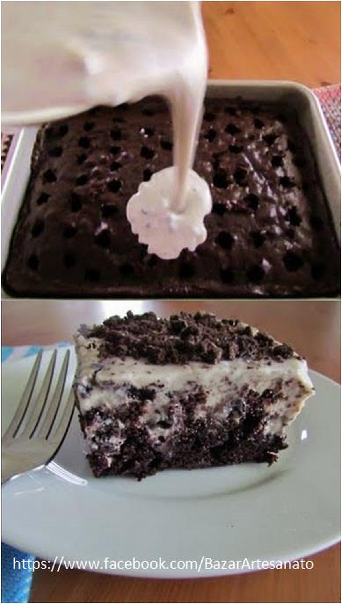 Bolo de chocolate com cobertura de creme de pudim..., geladinho. Huuuu ...