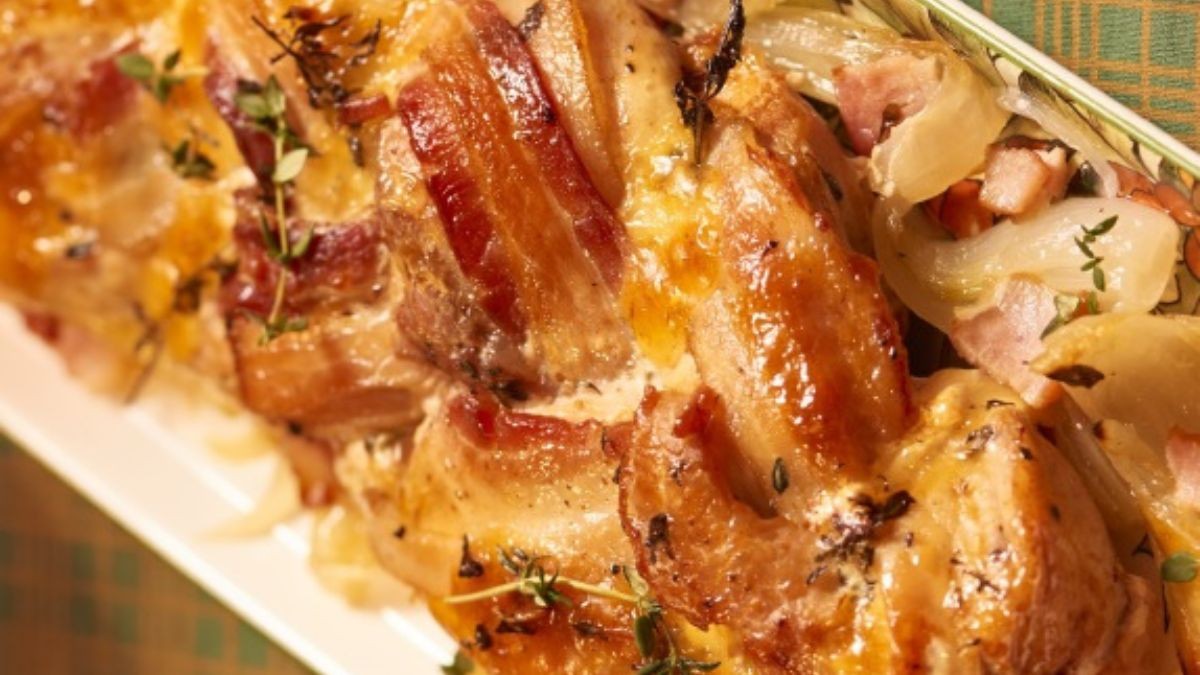 Lombo trançado com bacon | Salgados | Receitas