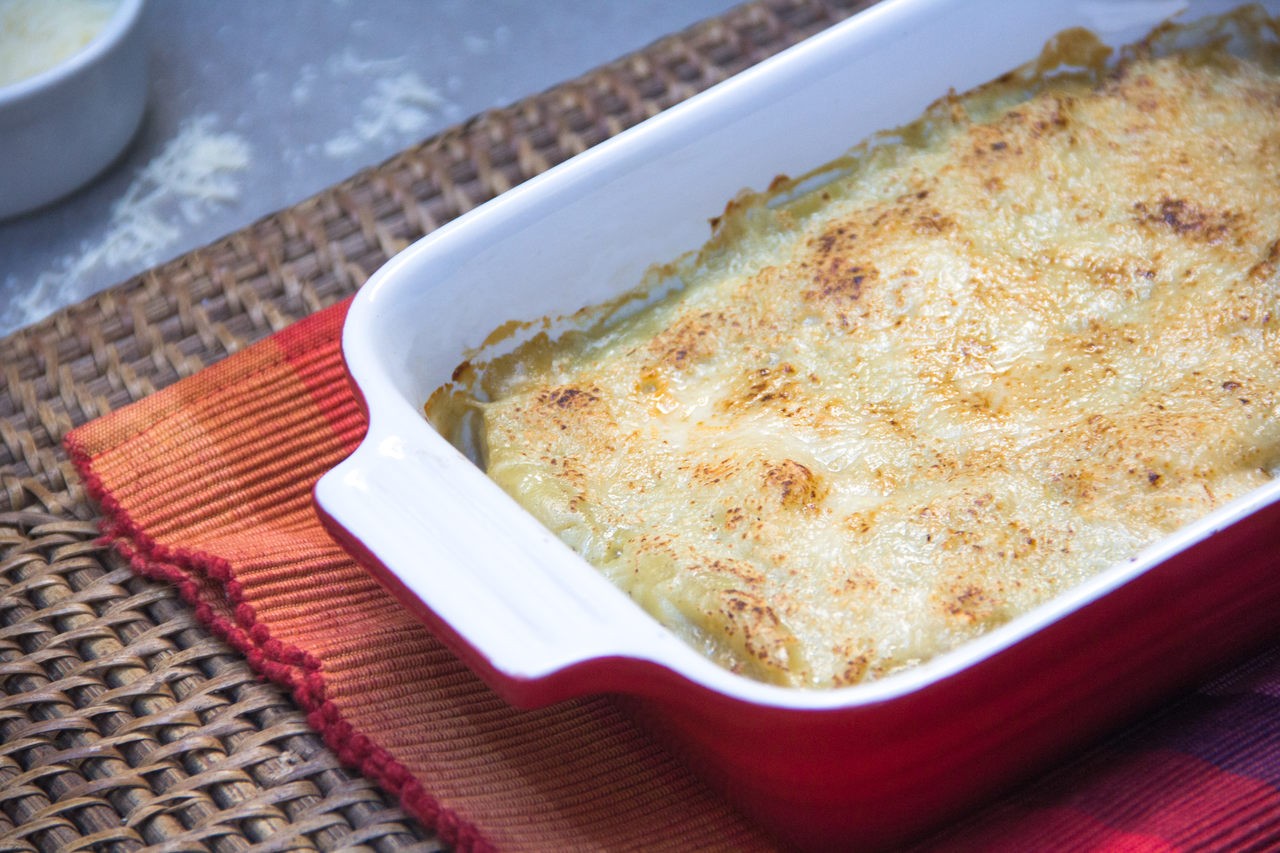 Casca de melão gratinada com couve-flor e parmesão | Receitas