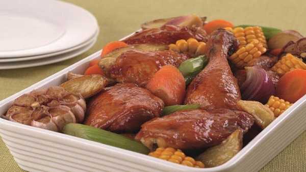 Frango assado com legumes | Receitas
